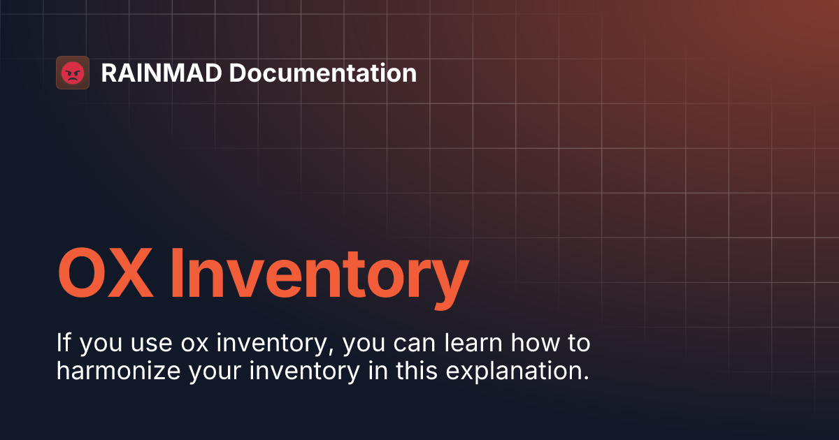 OX Inventory | RAINMAD Documentation