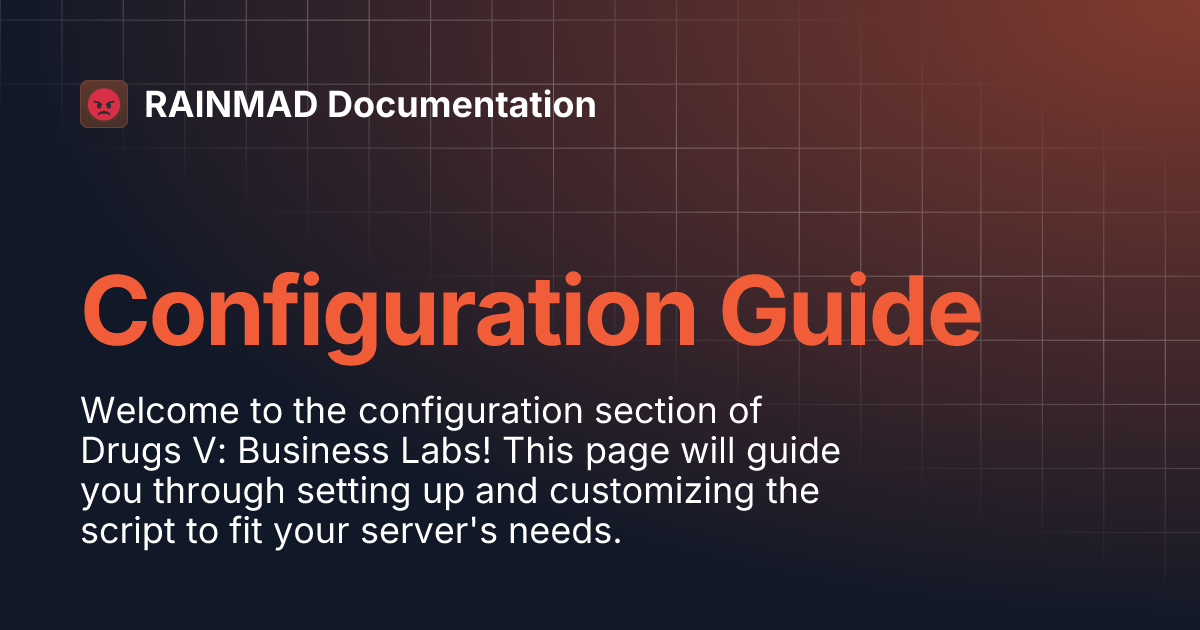 Configuration Guide | RAINMAD Documentation